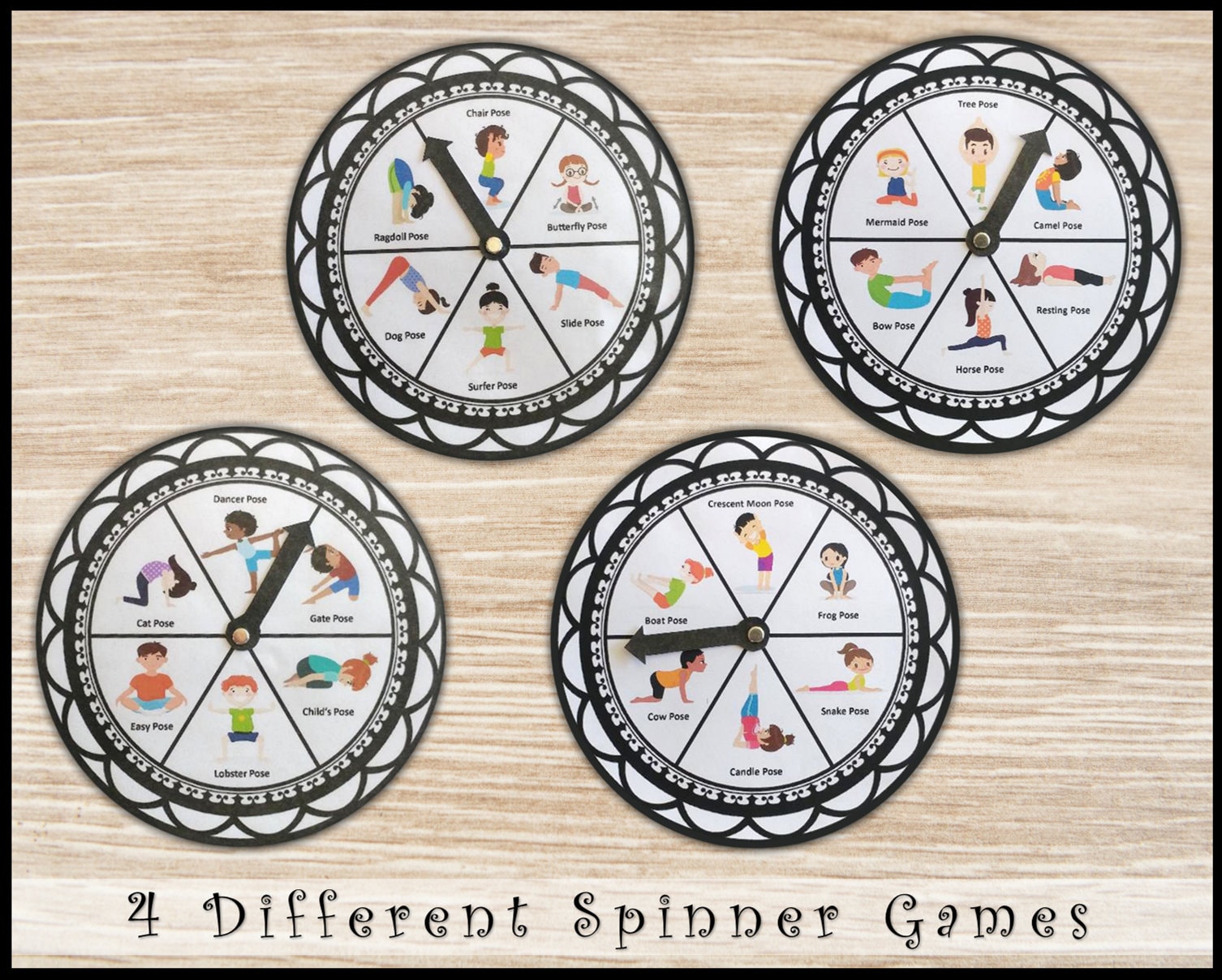 Kids Yoga Spinner Games, 24 Different Poses, Fitness Game, Kids Yoga ...