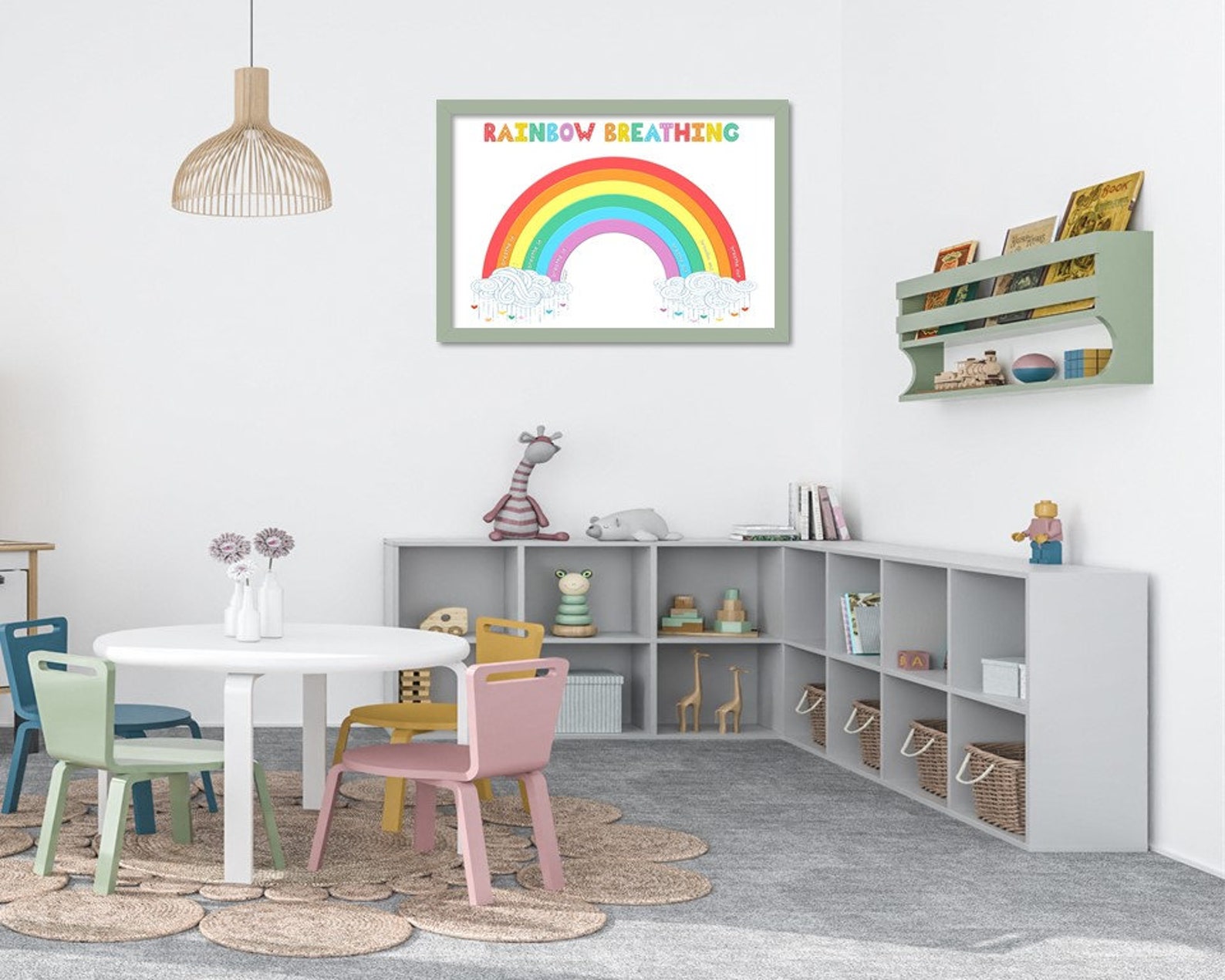 Pastel Rainbow Breathing Poster Kids Mindfulness Breathing | Etsy