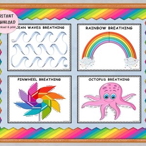 Kids Mindfulness Breathing Exercises Activities Cards, Finger Tracing ...