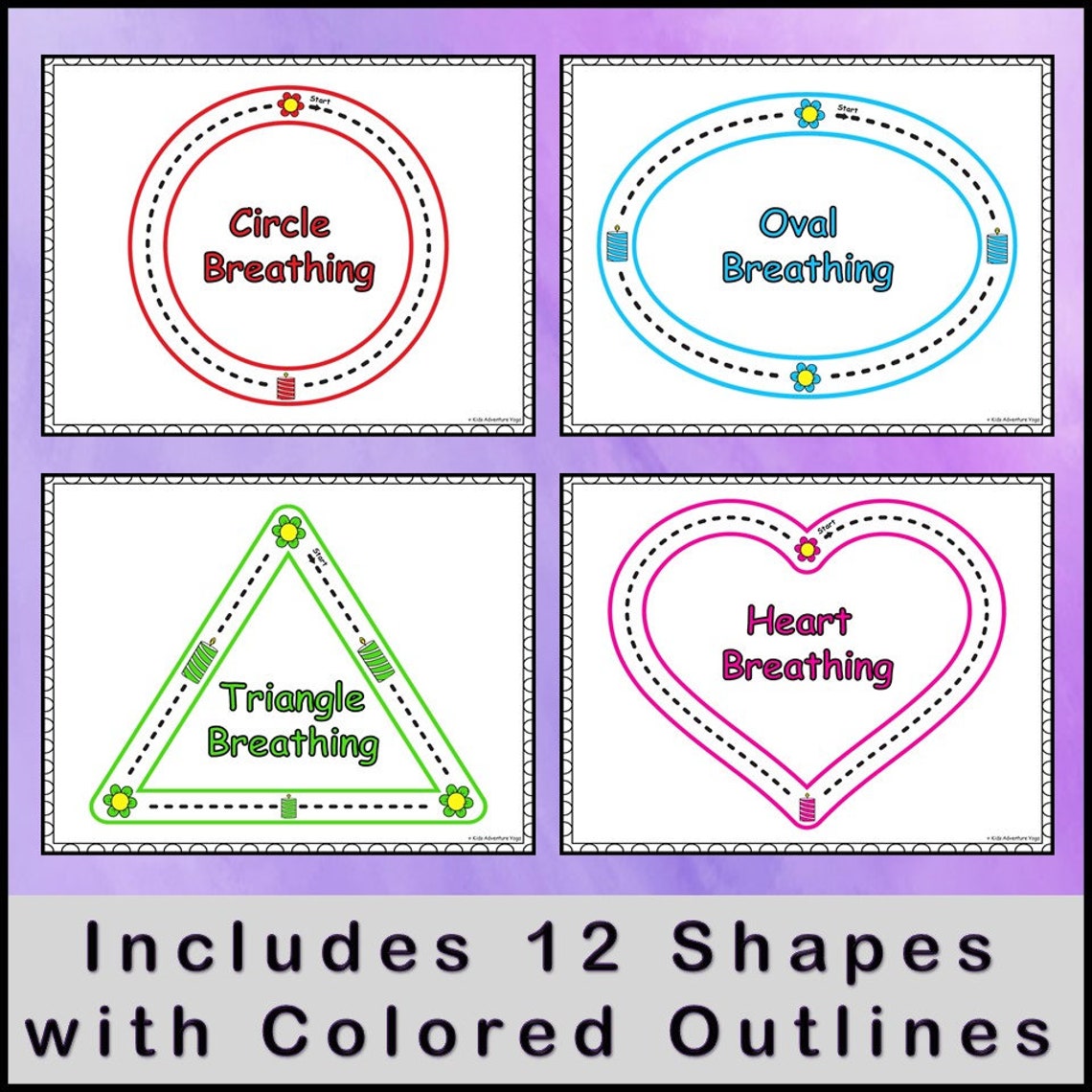 Mindfulness Breathing Exercises Activities for Kids, Colorful Shapes ...