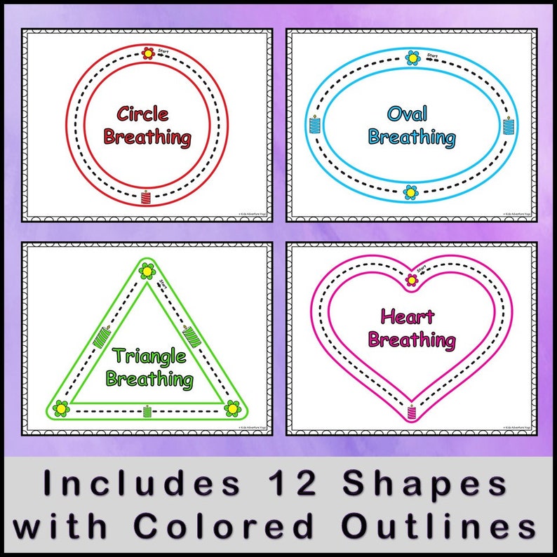 Mindfulness Breathing Exercises Activities for Kids, Colorful Shapes ...