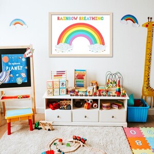 Pastel Rainbow Breathing Poster, Kids Mindfulness Breathing Exercise ...