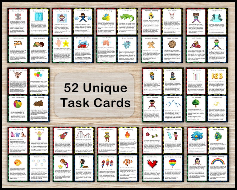 Mindfulness and Calming Breathing Exercises Activity Cards Set, Calming ...