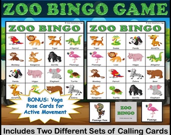 Forest Animals Bingo Game With Kids Yoga Poses Included for | Etsy