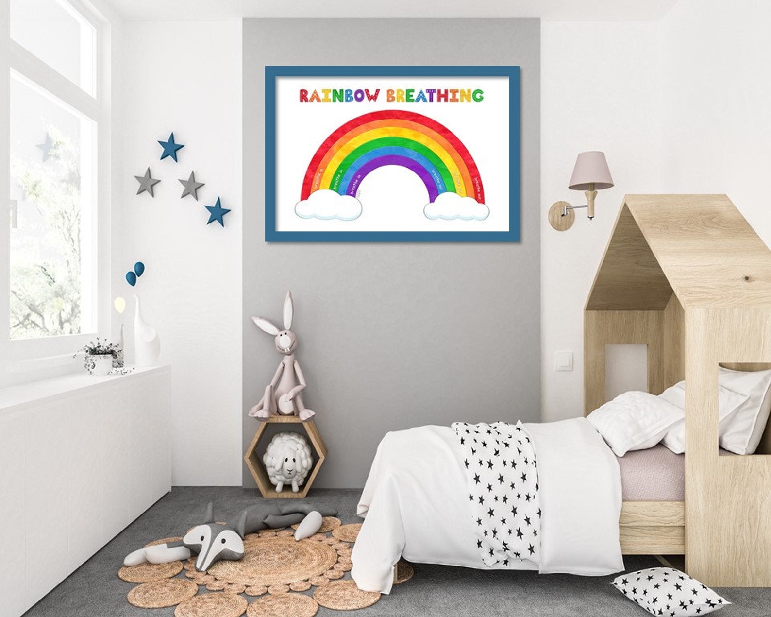 Watercolor Rainbow Breathing Poster, Kids Mindfulness Breathing ...