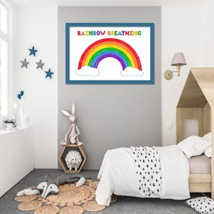 Watercolor Rainbow Breathing Poster, Kids Mindfulness Breathing ...