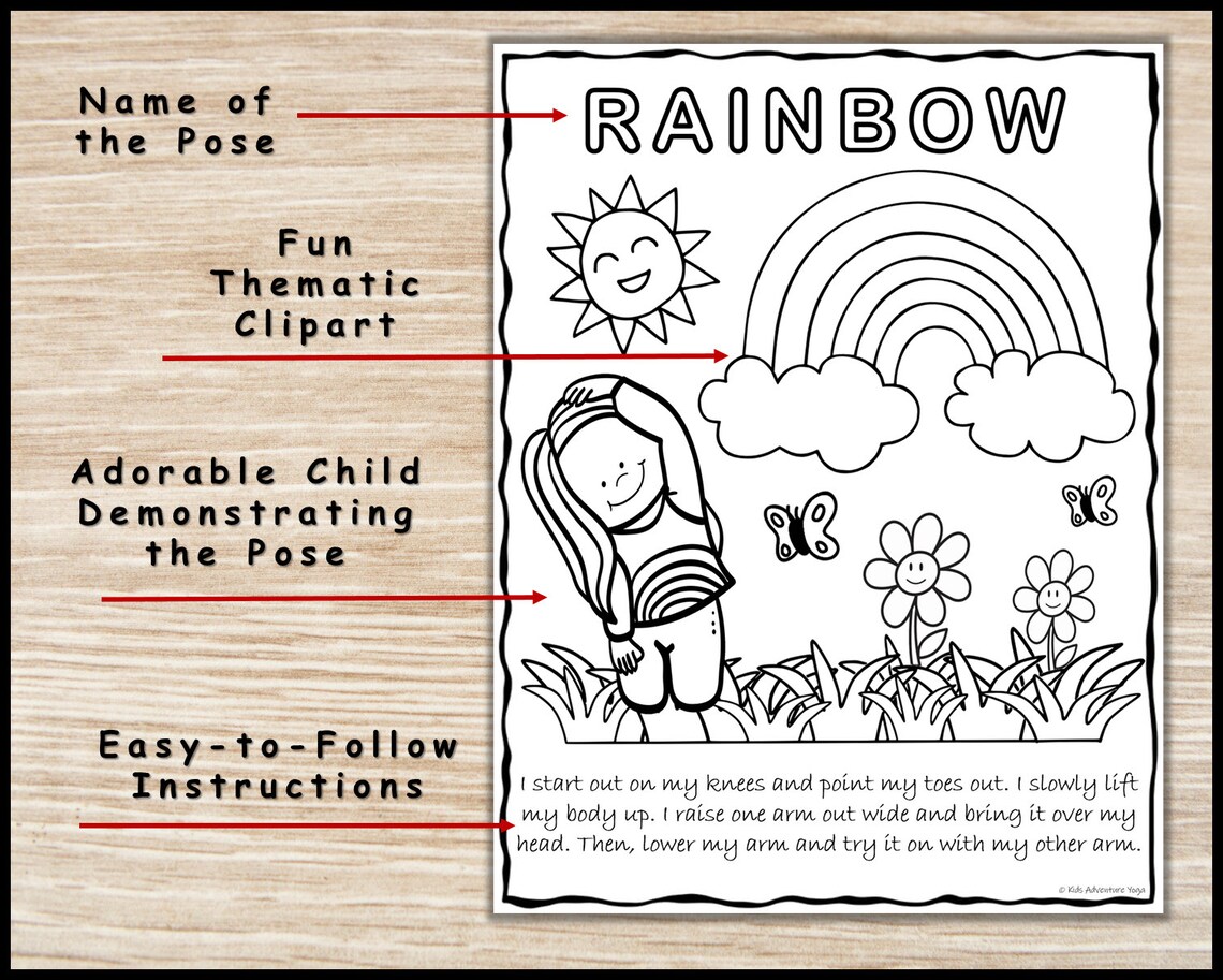Kids Yoga Pose Coloring Pages Set, Mindfulness Coloring Posters, Calm ...