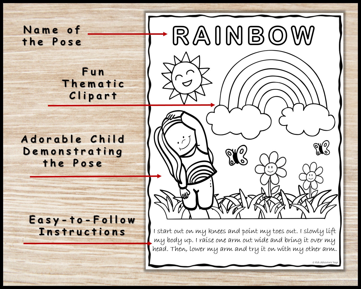 Kids Yoga Pose Coloring Pages Set, Mindfulness Coloring Posters, Calm ...