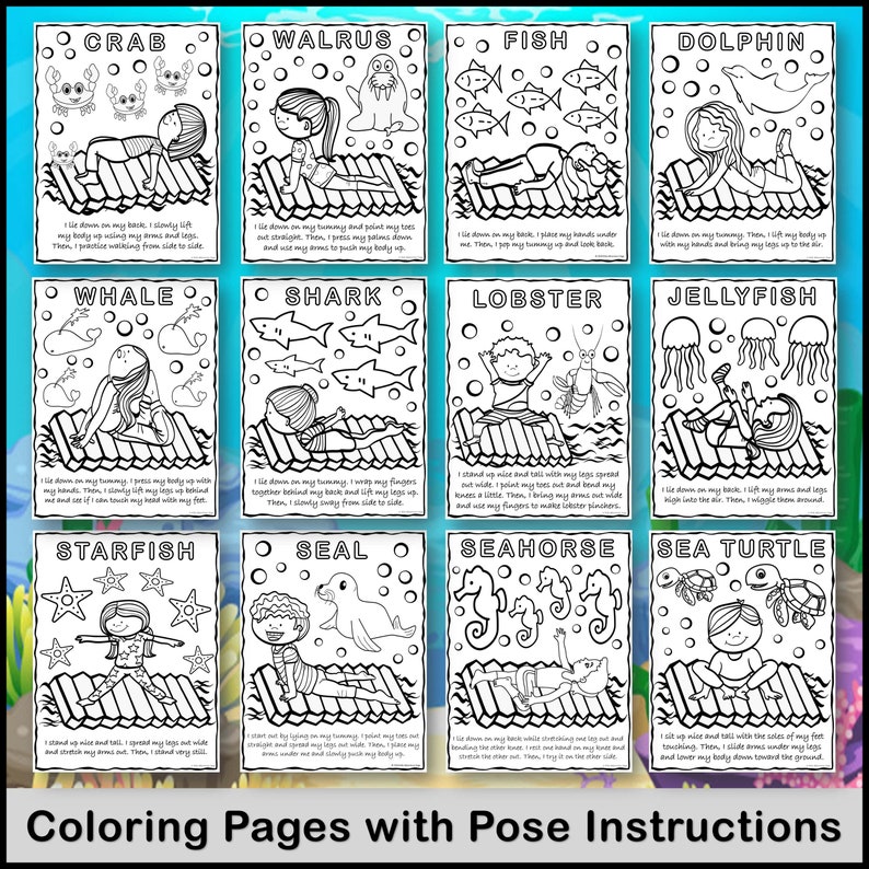 Ocean Kids Yoga Games, Pose Cards, Spinner & Dice (PDF Download) - Etsy