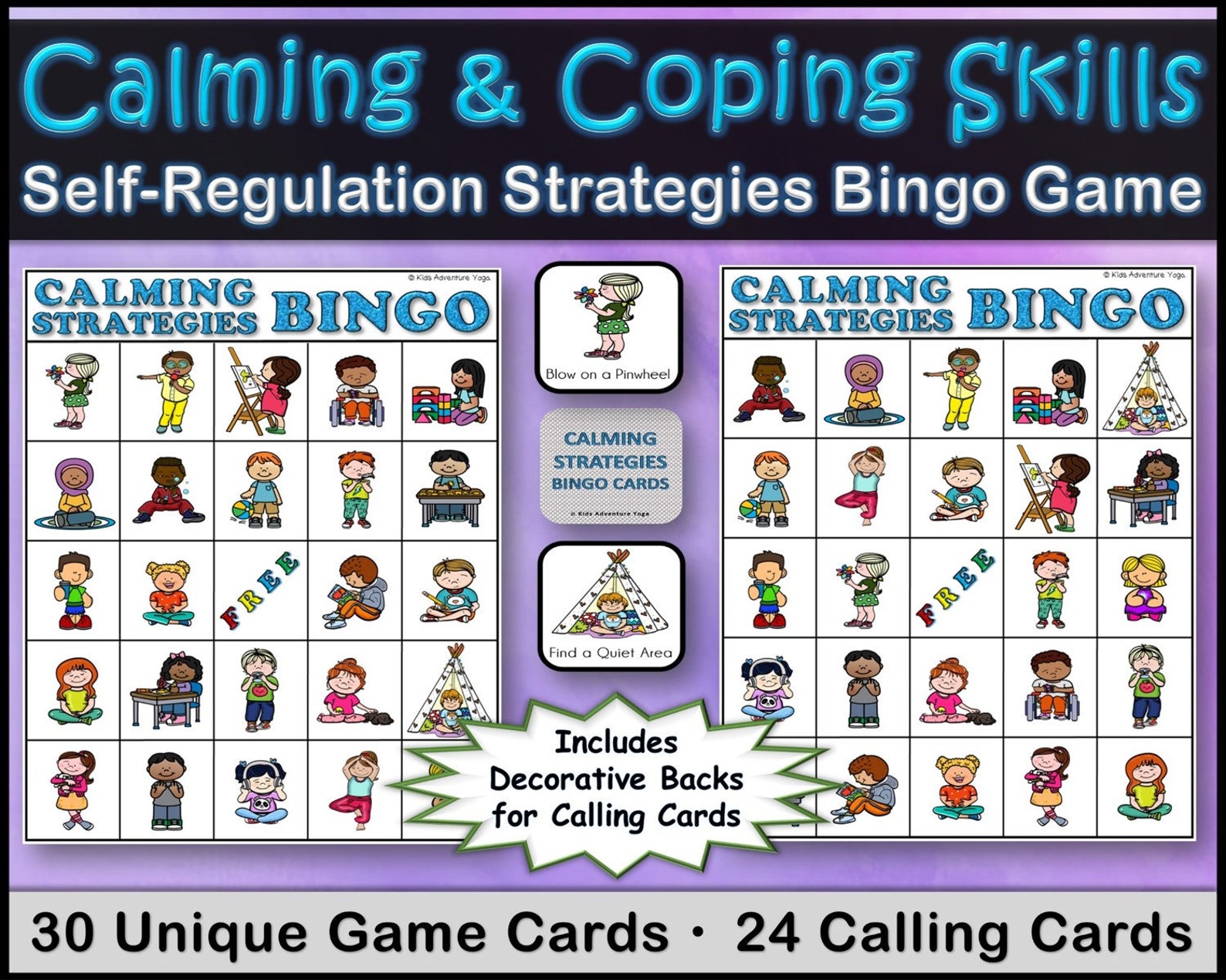 Calm Down Strategies Bingo Game for Kids, Self-regulation Skills ...