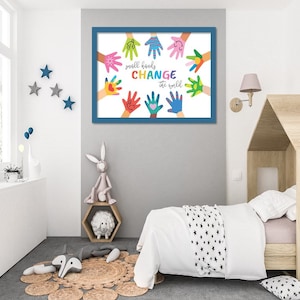 Small Hands Change the World, Kids Positive Affirmations Wall Art ...