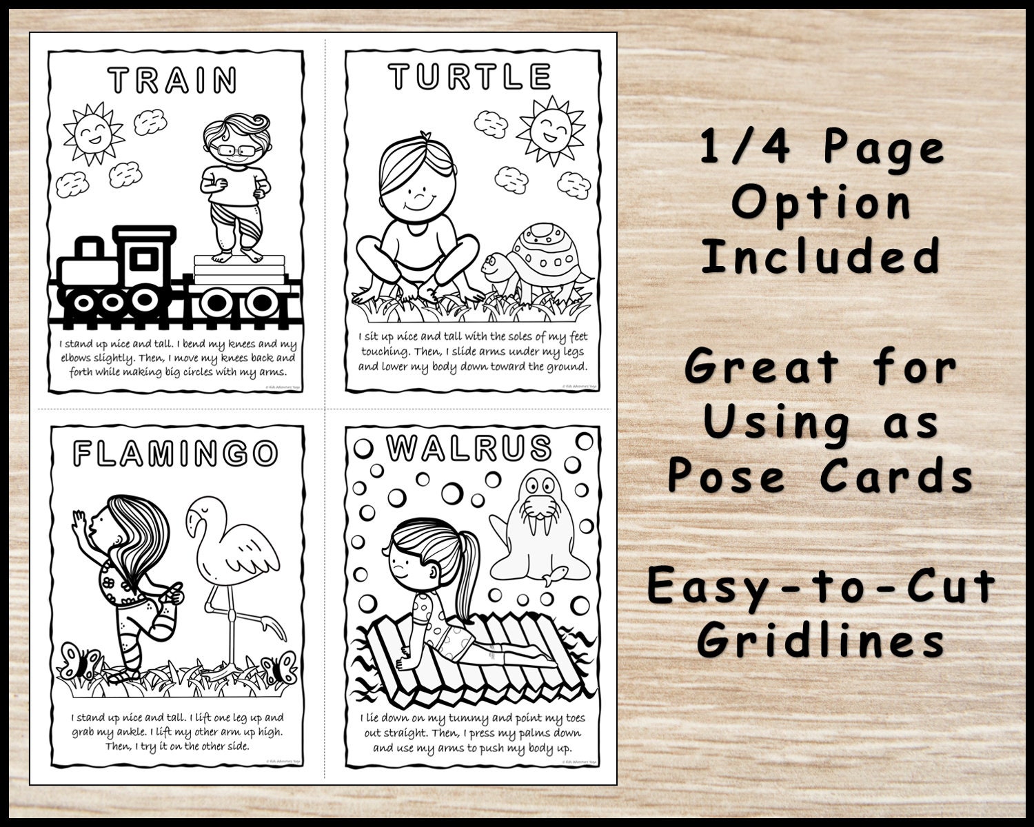 Kids Yoga Pose Coloring Pages Set, Mindfulness Coloring Posters, Calm ...