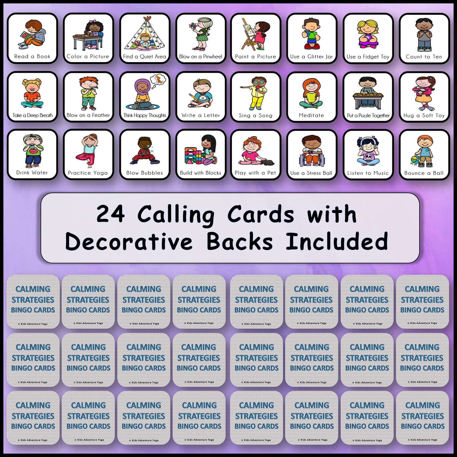 Calm Down Strategies Bingo Game for Kids, Self-regulation Skills ...
