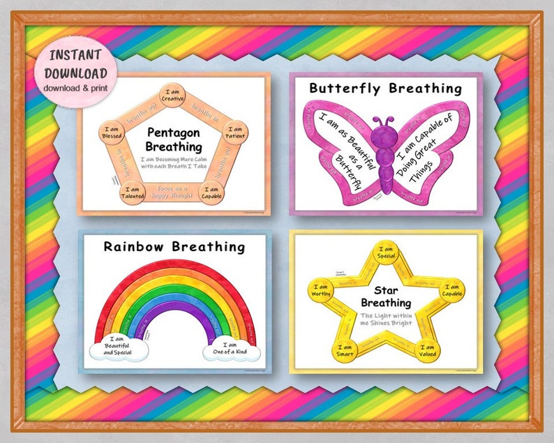 Positive Affirmations Kids Mindfulness Breathing Exercises Activity ...