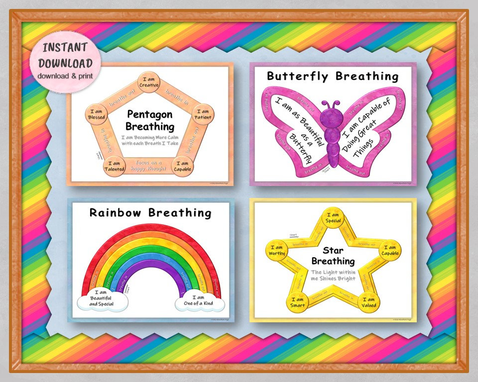 Positive Affirmations Kids Mindfulness Breathing Exercises Activity ...