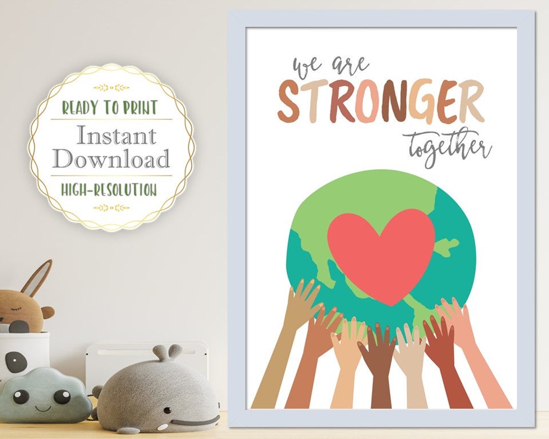 We Are Stronger Together, Positive Affirmation Wall Art, Motivational ...