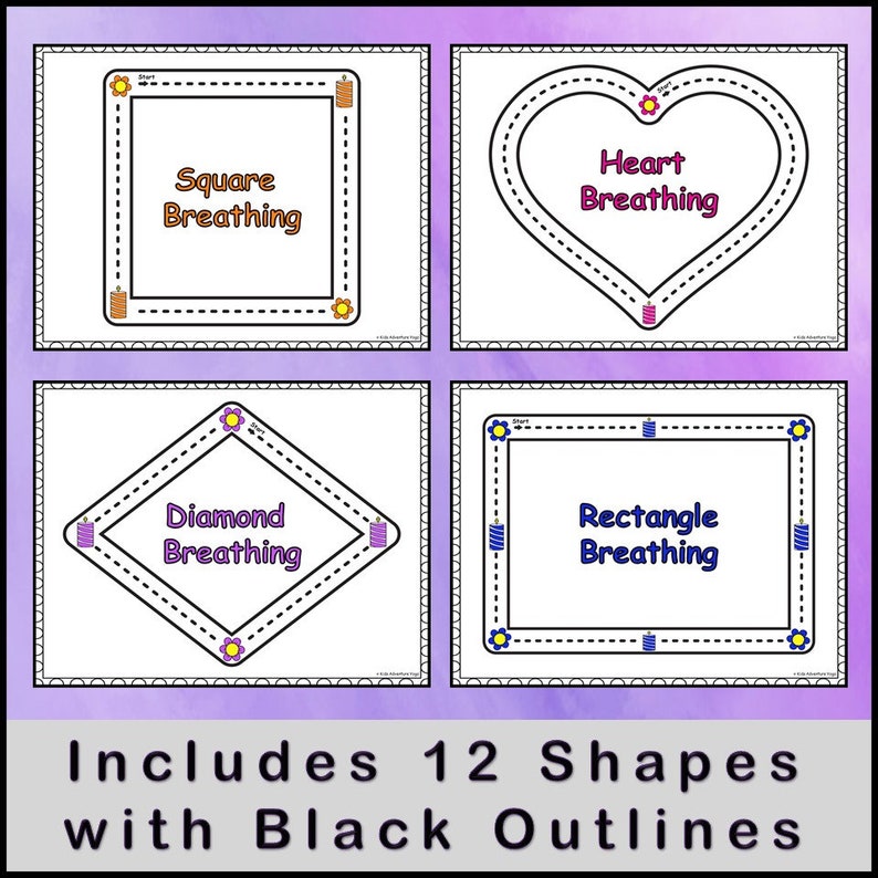 Mindfulness Breathing Exercises Activities for Kids, Colorful Shapes ...