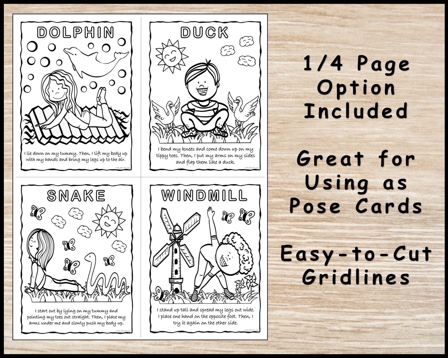 Kids Yoga Pose Coloring Pages Set, Mindfulness Coloring Posters, Calm ...