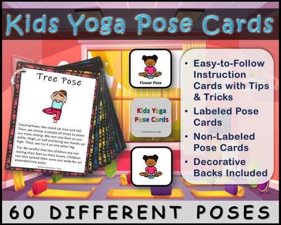 Kids Yoga Pose Cards 60 Different Poses Diverse Clip Art - Etsy
