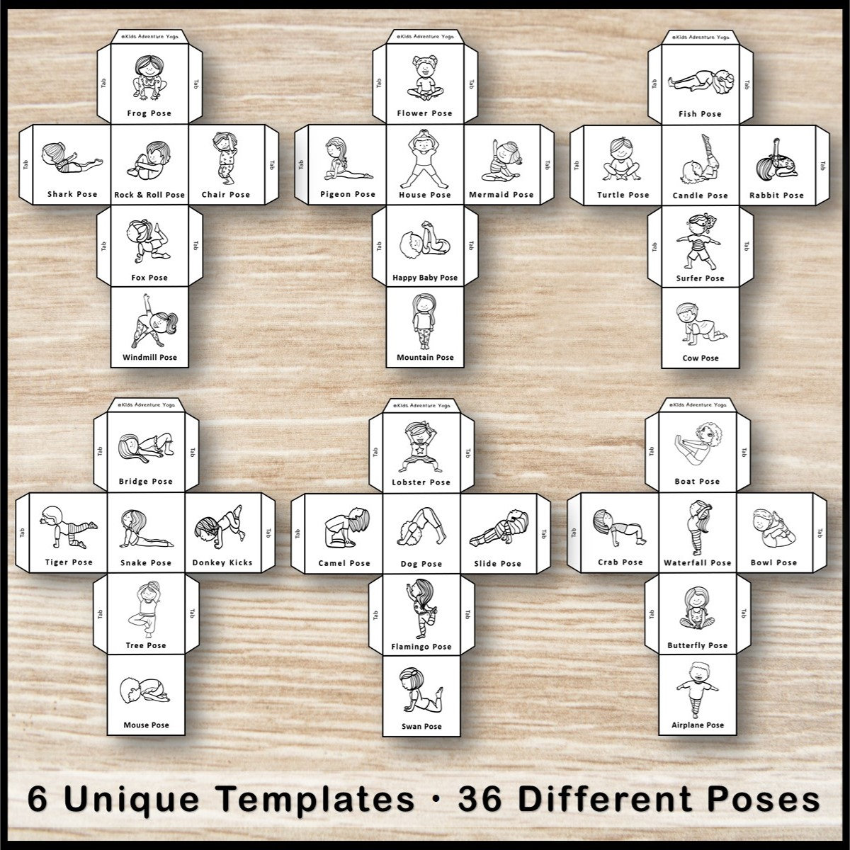 Kids Yoga Dice Game, 36 Different Poses, Fitness Game, Kids Yoga Class ...