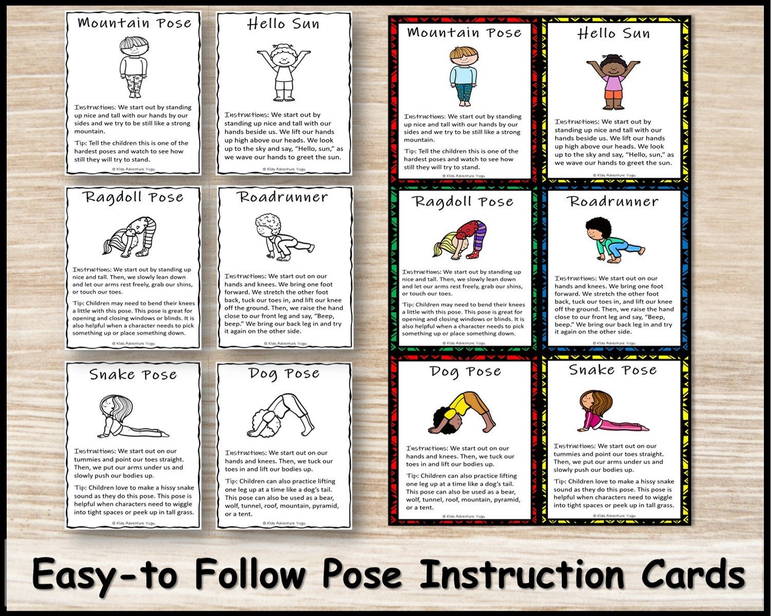 Sun Salutation Kids Yoga Games Activities Set, Coloring Pages, Dice ...