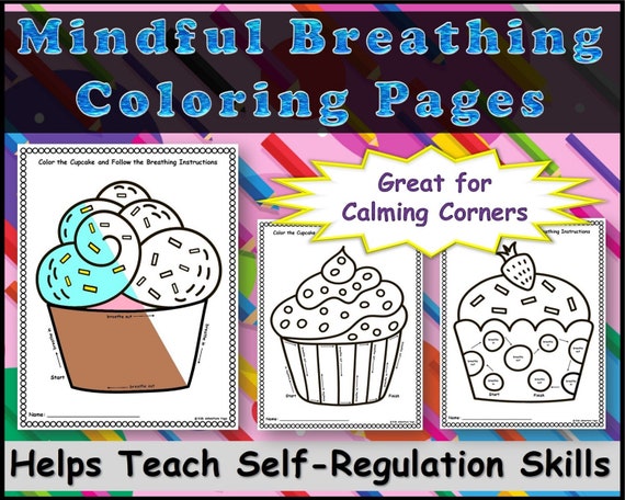 Mindfulness Breathing Cupcake Coloring Sheets for | Etsy