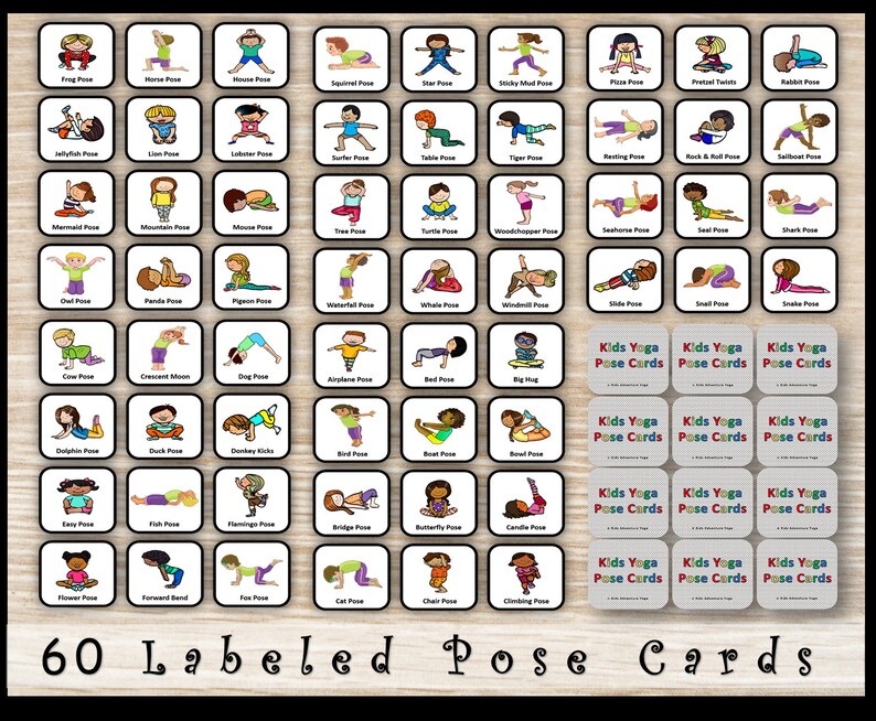 Kids Yoga Pose Cards, 60 Poses, Fitness Class (digital Download) - Etsy