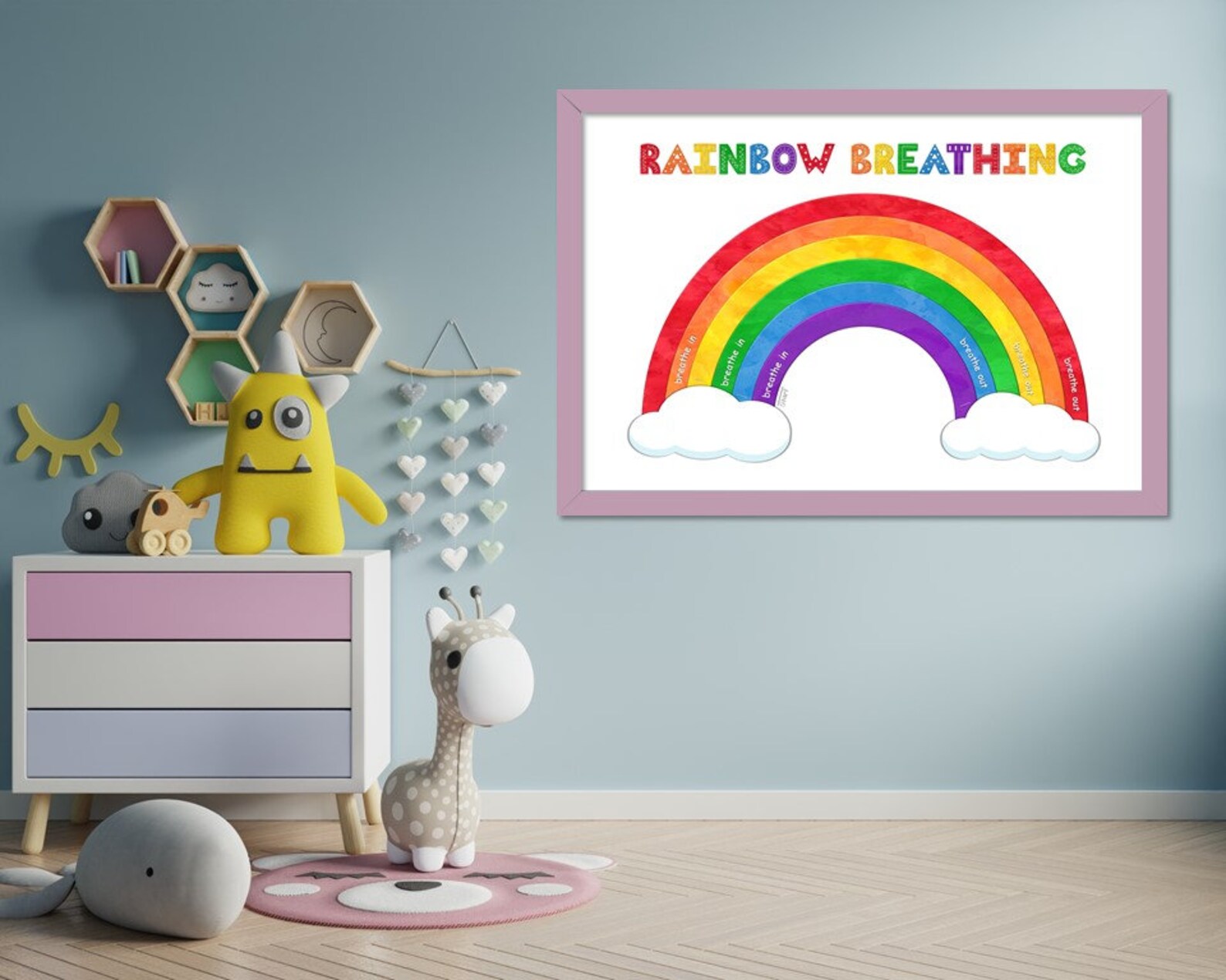 Watercolor Rainbow Breathing Poster Kids Mindfulness - Etsy