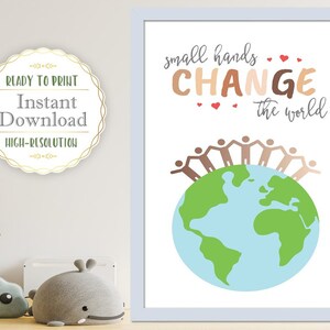 Small Hands Change the World, Diversity Poster, Kids Positive ...