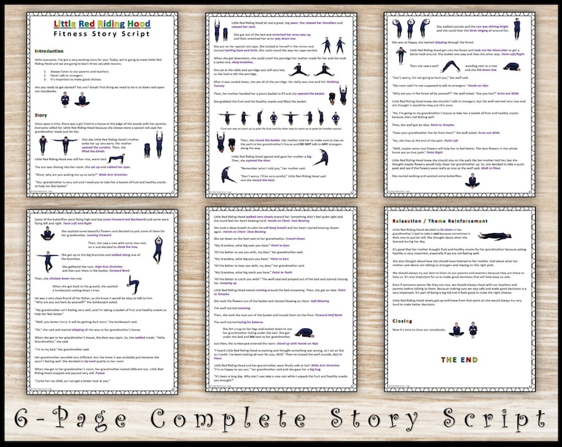 Little Red Riding Hood Kids Yoga / Fitness Fairy Tale Story Script ...