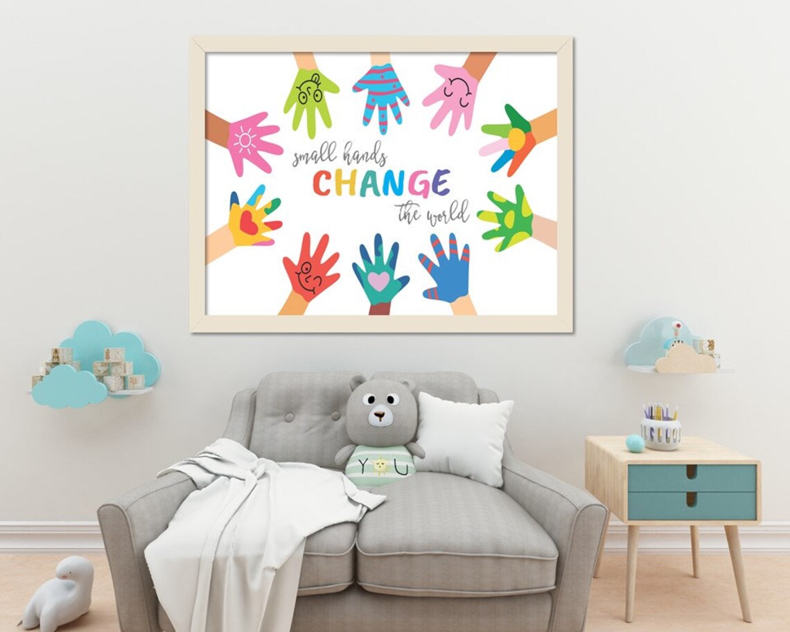 Small Hands Change the World Kids Positive Affirmations Wall - Etsy