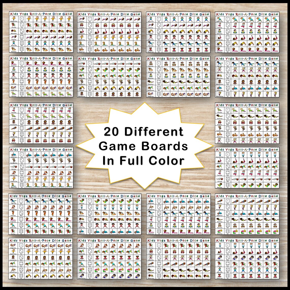 Kids Yoga Dice Game, 36 Different Poses, Fitness Game, Kids Yoga Class ...