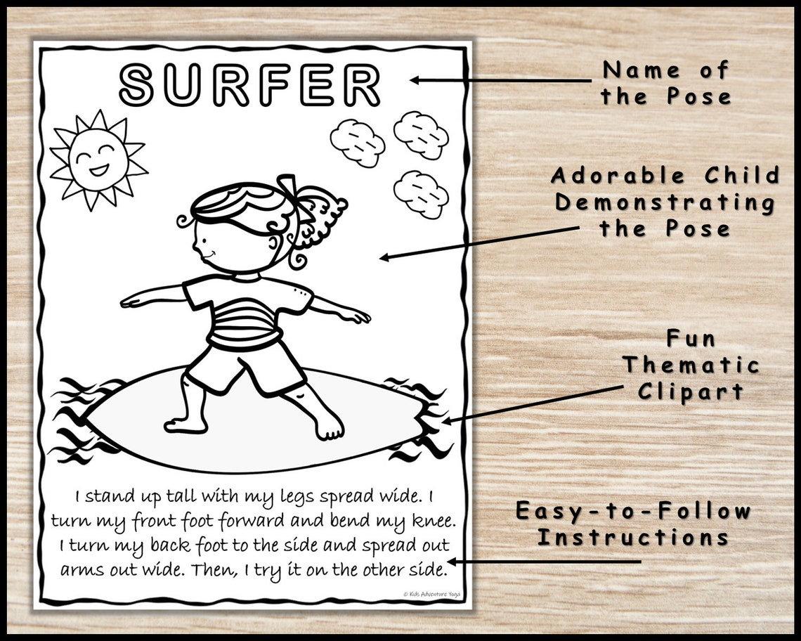 Kids Yoga Pose Coloring Pages Set, Mindfulness Coloring Posters, Calm ...