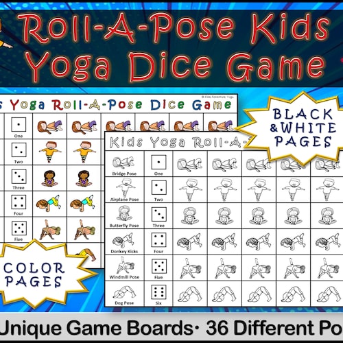 Kids Yoga Pose Bingo Game 24 Different Poses Diverse Clip | Etsy