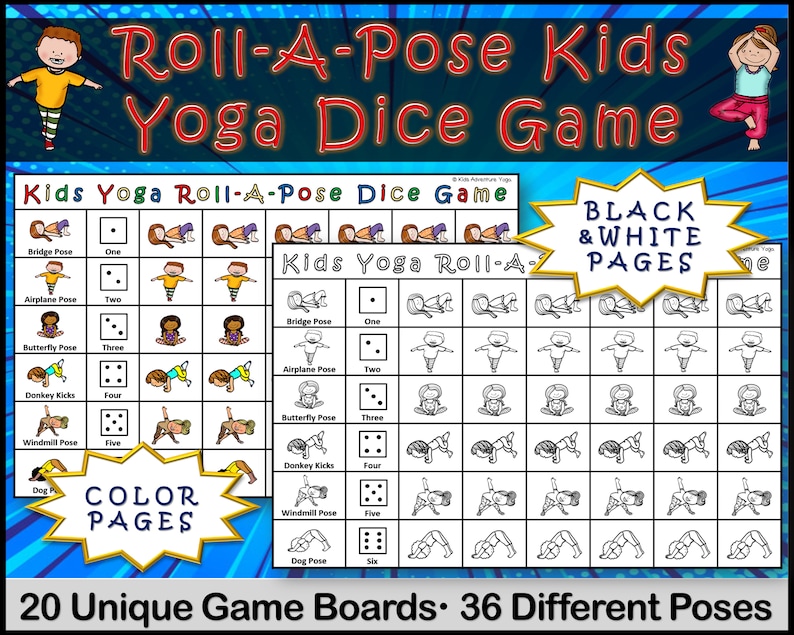Kids Yoga Dice Game 36 Different Poses Fitness Game Kids - Etsy