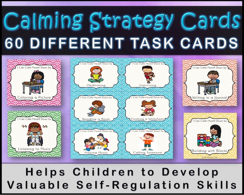Calm Down Strategies Cards for Kids, Self-regulation Skills, Coping ...