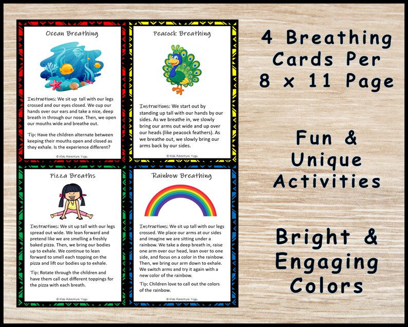 Mindfulness and Calming Breathing Exercises Activity Cards Set, Calming ...