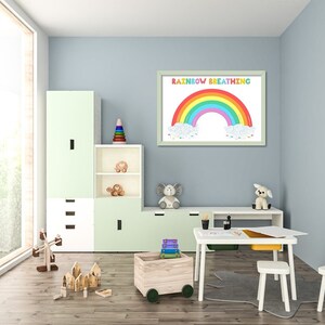 Pastel Rainbow Breathing Poster, Kids Mindfulness Breathing Exercise ...