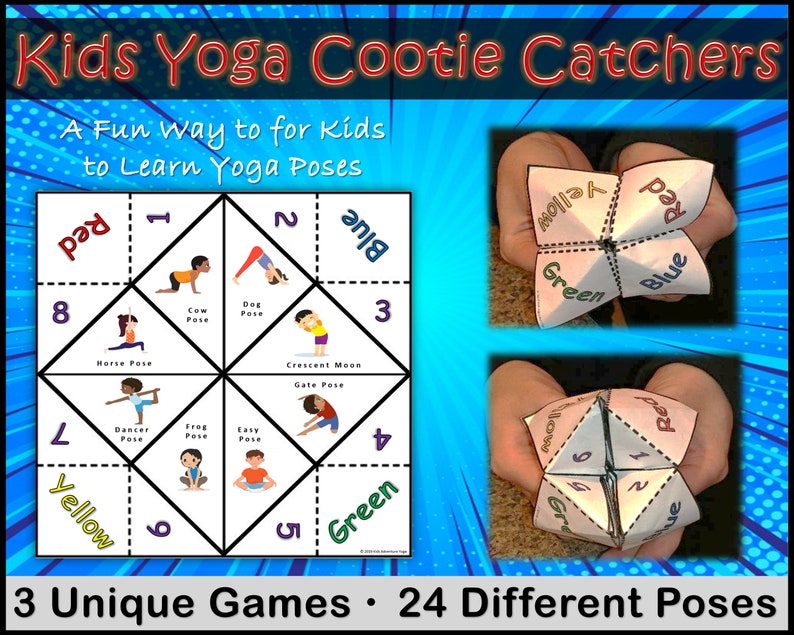 Cootie Catcher / Fortune Telling Kids Yoga Games, 24 Poses, Fitness ...