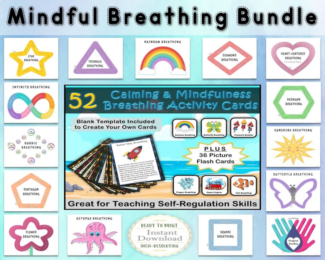 Mindfulness Breathing Exercises Activities Bundle for Kids, Finger ...