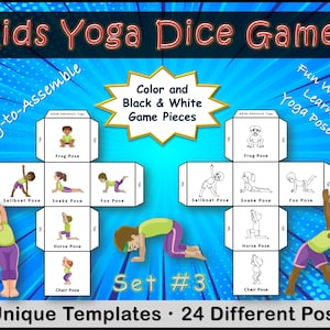 Kids Yoga Dice Game, 24 Different Poses, Fitness Game, Kids Yoga Class ...