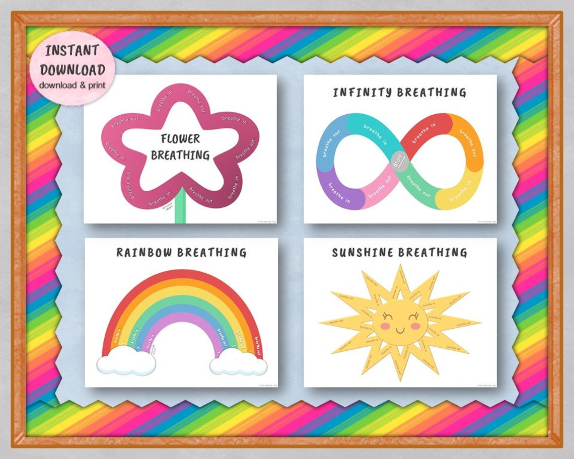 Mindfulness Breathing Exercises Activities Cards for Kids, Finger ...
