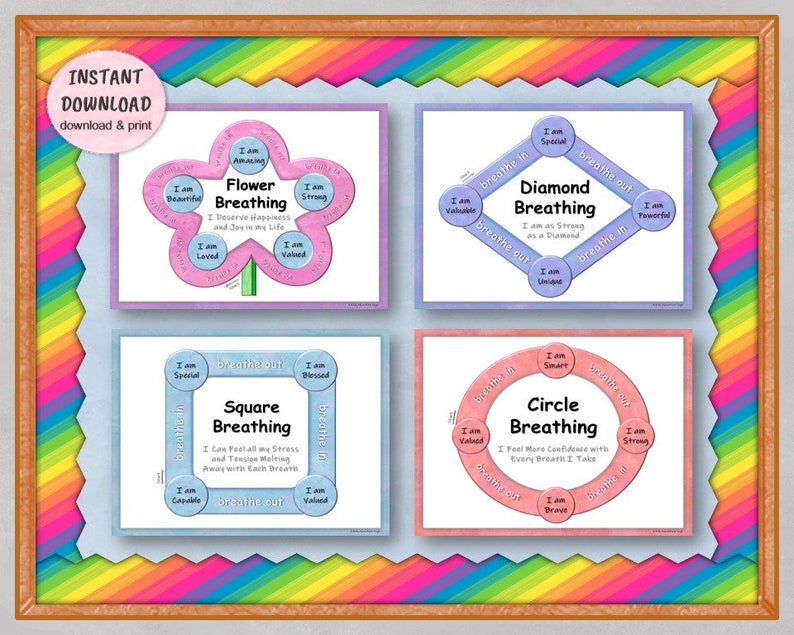 Positive Affirmations Kids Mindfulness Breathing Exercises Activity ...