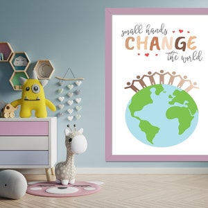 Small Hands Change the World, Diversity Poster, Kids Positive ...