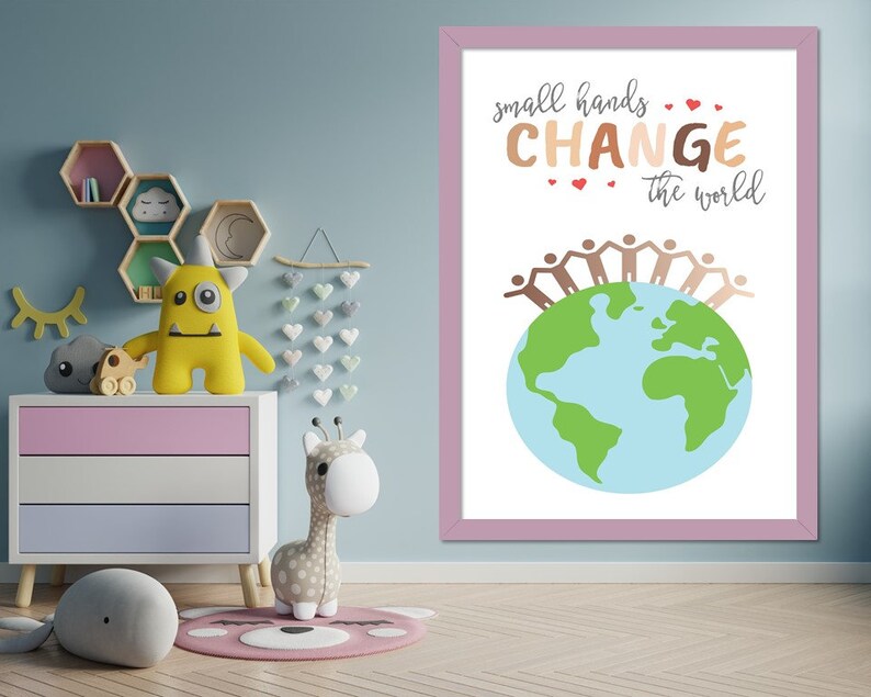 Small Hands Change the World, Diversity Poster, Kids Positive ...
