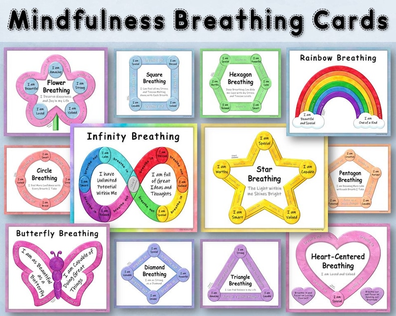 Positive Affirmations Kids Mindfulness Breathing Exercises Activity ...