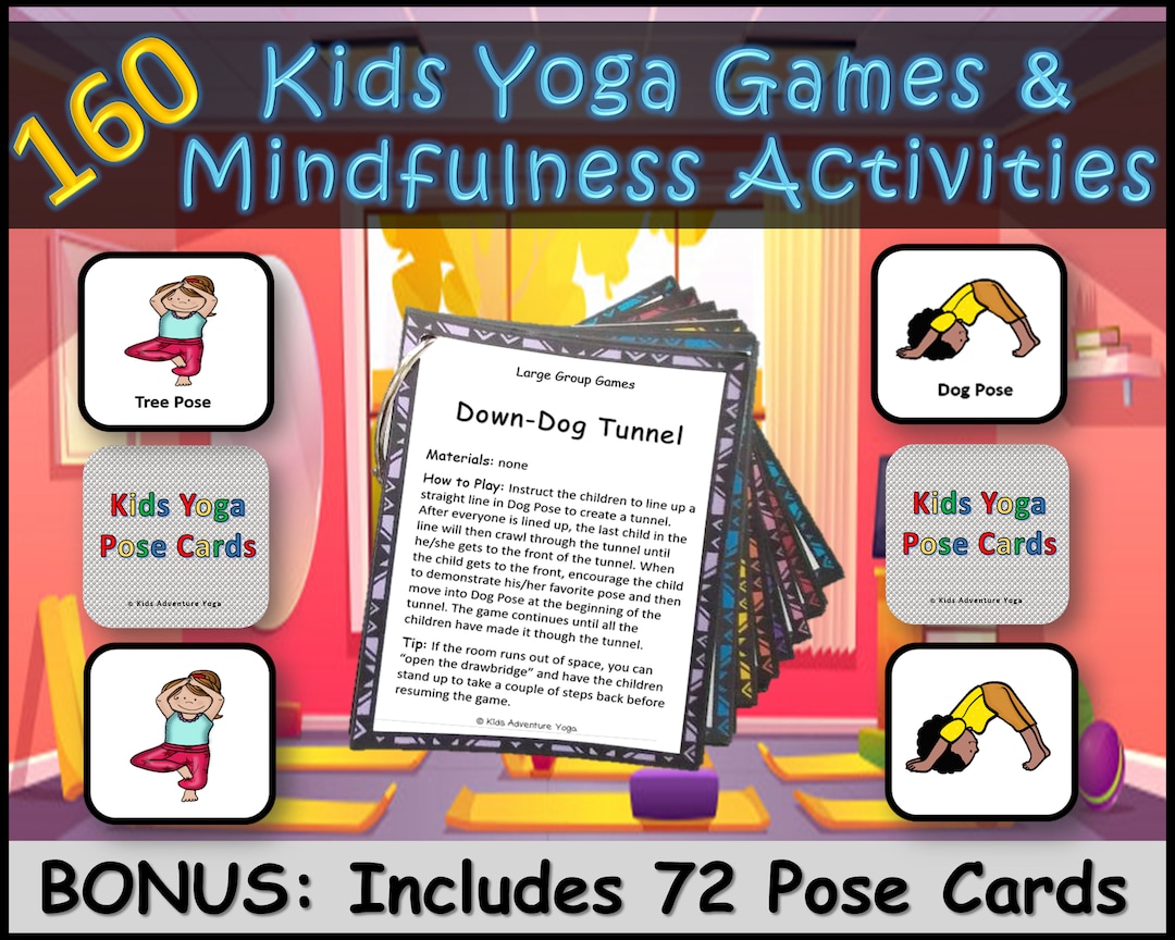 Kids Yoga Games and Mindfulness Activities Set, Includes 72 Yoga Pose ...