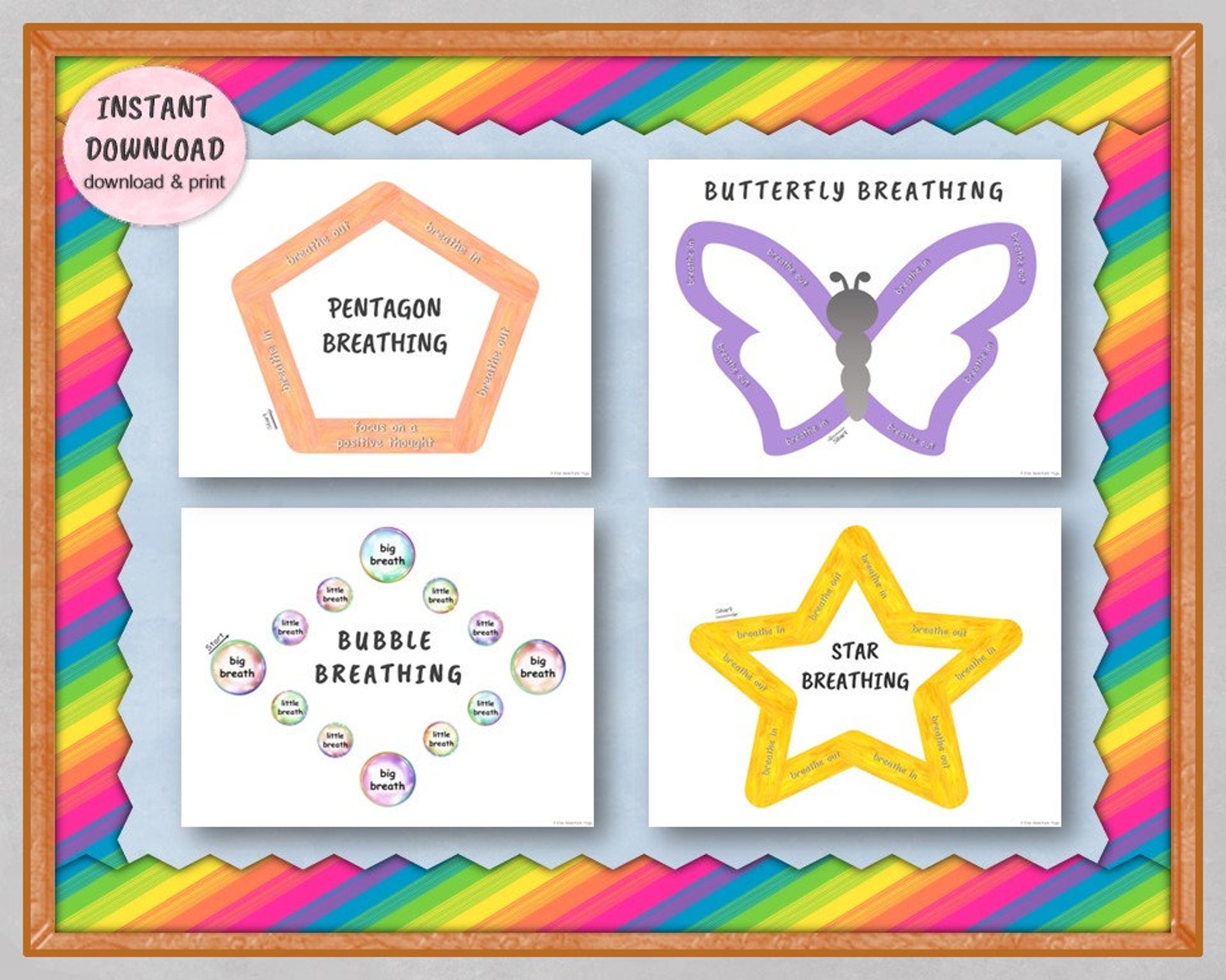 Mindfulness Breathing Exercises Activities Cards for Kids, Finger ...