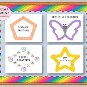 Mindfulness Breathing Exercises Activities Cards for Kids, Finger ...