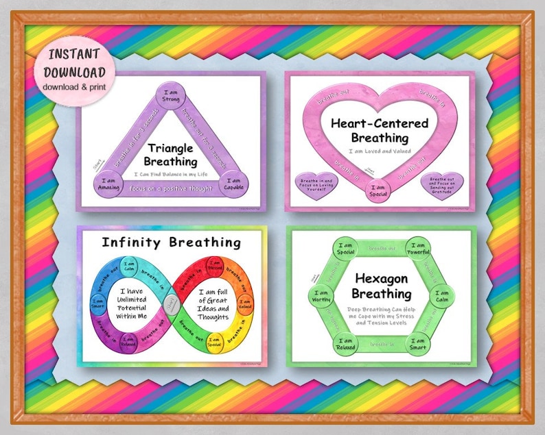 Positive Affirmations Kids Mindfulness Breathing Exercises Activity ...